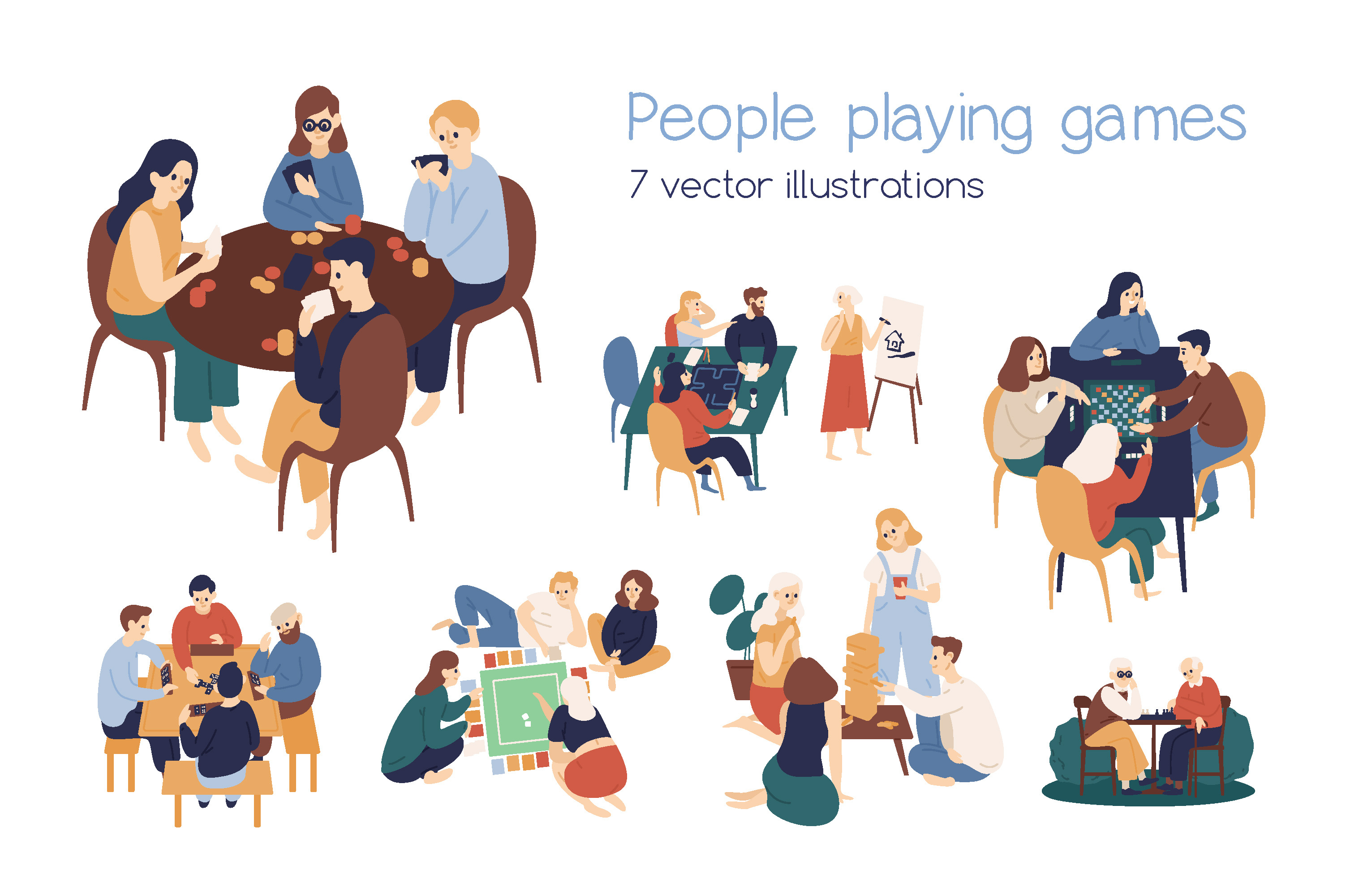 People playing board games, a Person Illustration by Good Studio