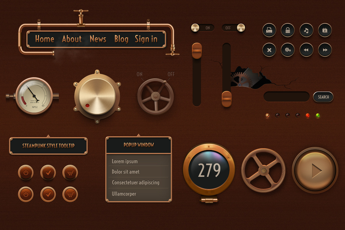 Vintage Gui Elements Retina-ready, a Templates & Theme by vatesdesign