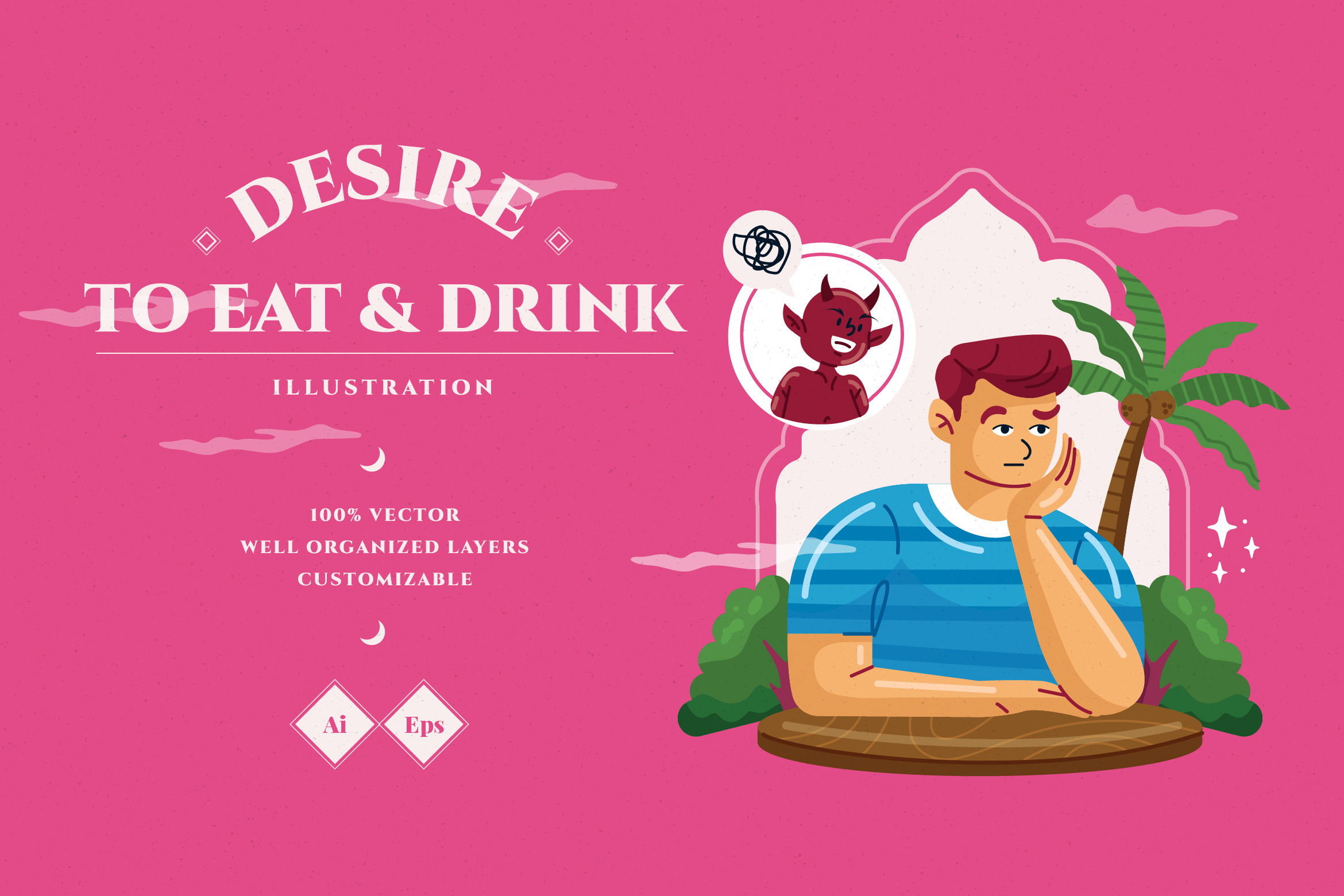 Desire To Eat & Drink Illustration, a Food Illustration by graphicook