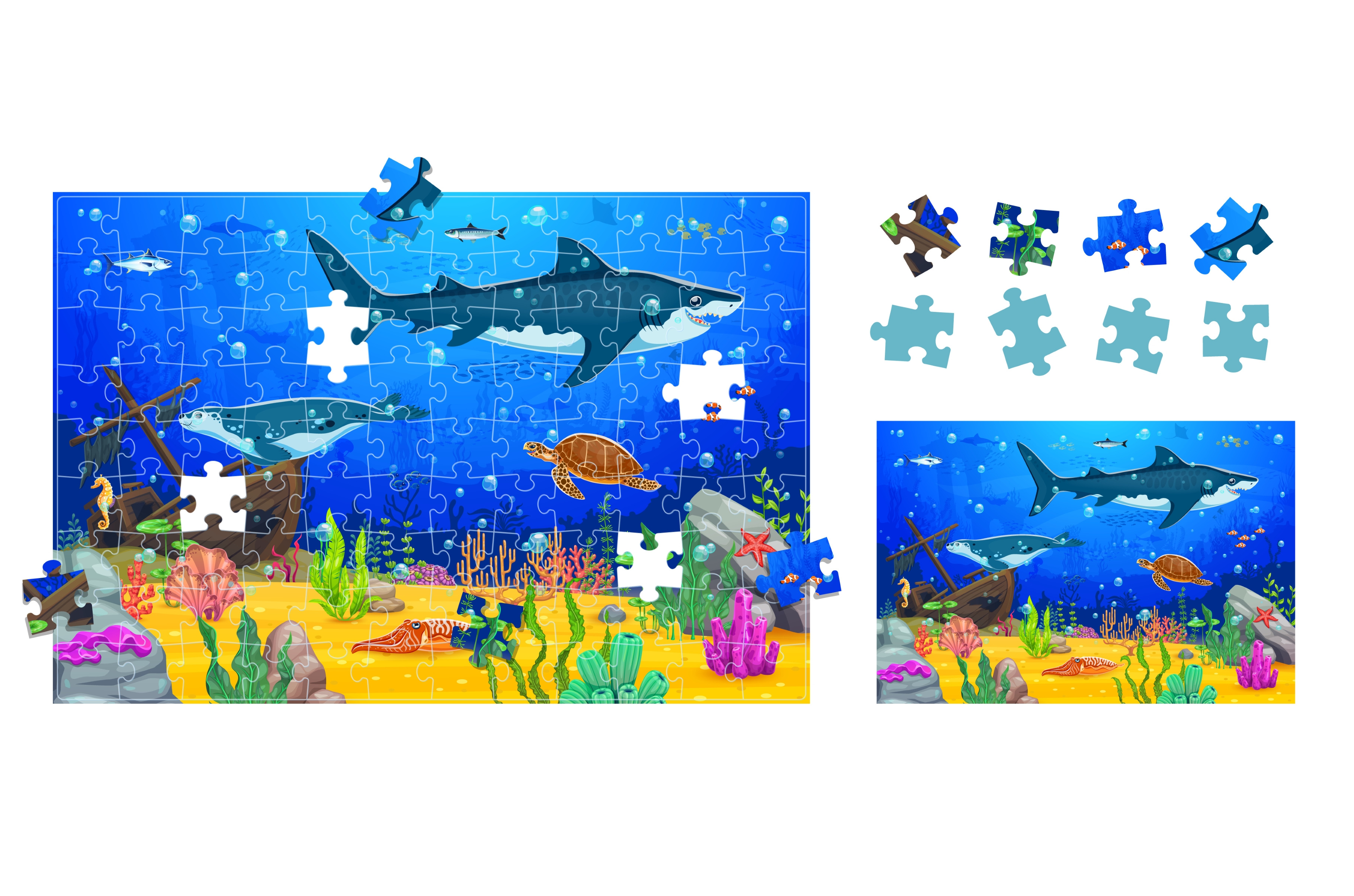 Jigsaw puzzle game pieces, an Animal Illustration by Vector Tradition