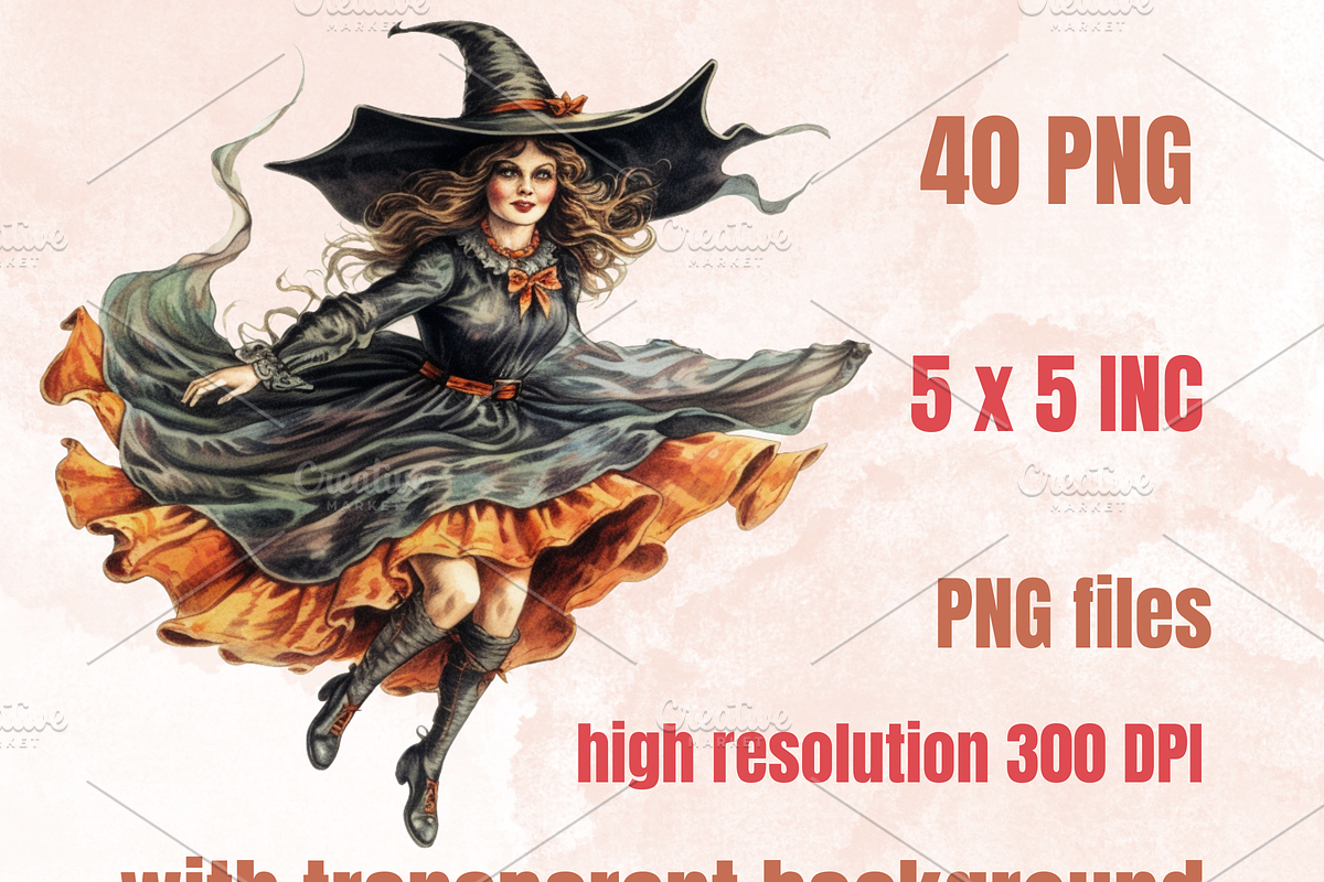 Watercolor Vintage Halloween Clipart