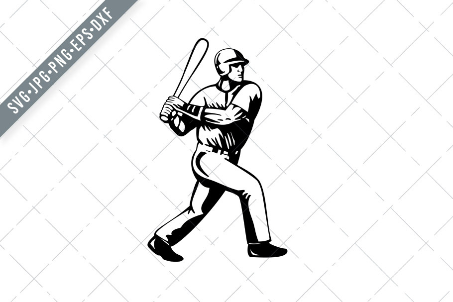 Baseball Player Batting SVG DXF, an Illustration by patrimonio