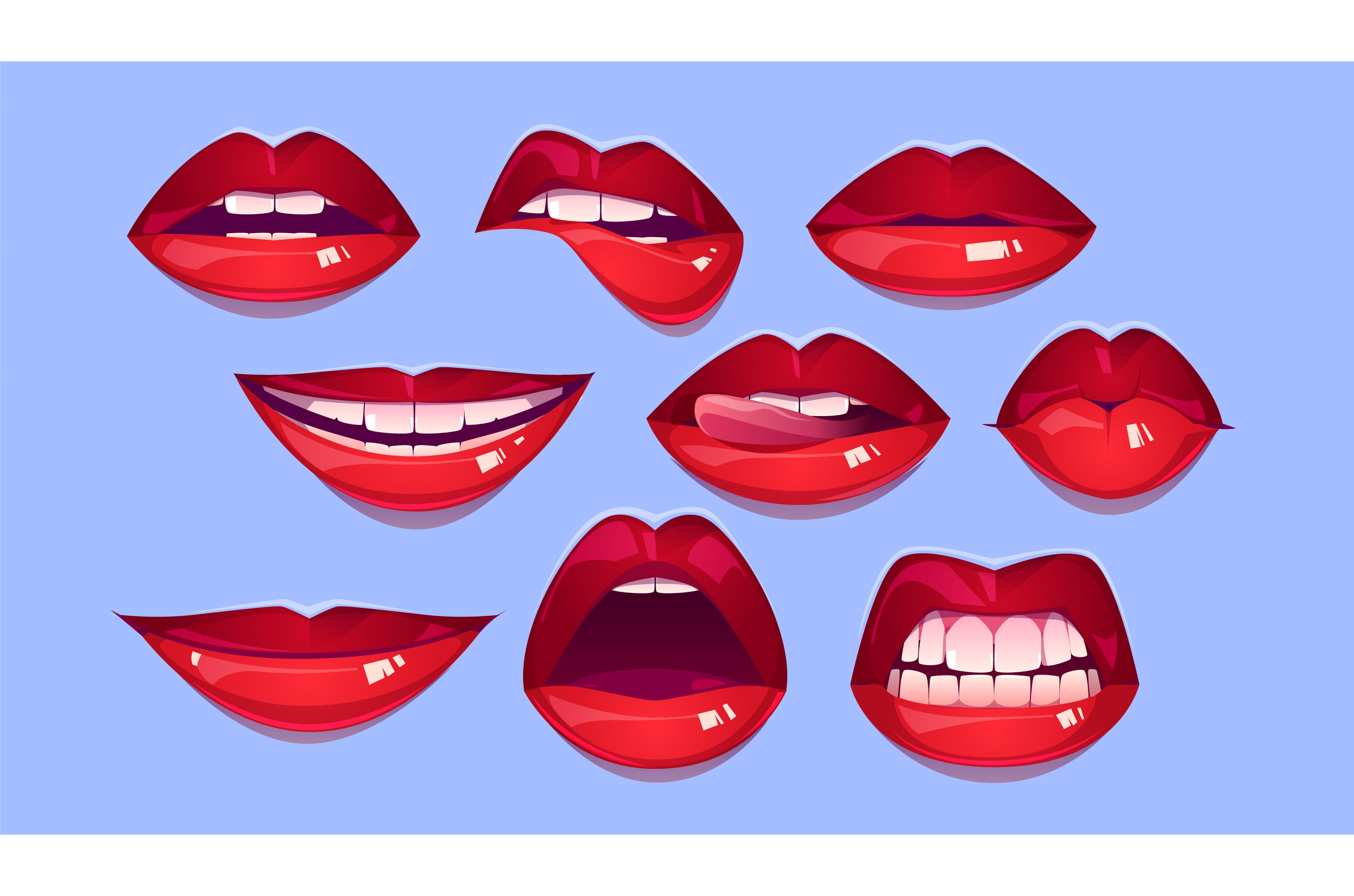 Female red lips, sexy woman mouth, an Illustration by art PVP - market