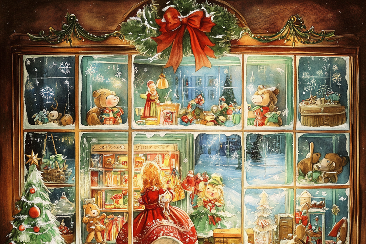 Vintage Christmas Toy Shop Window