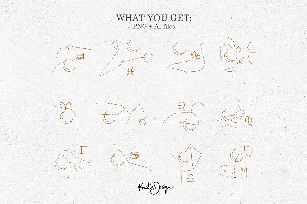 ZODIAC VECTOR BUNDLE / illustration, a Texture Illustration by KruthDesign
