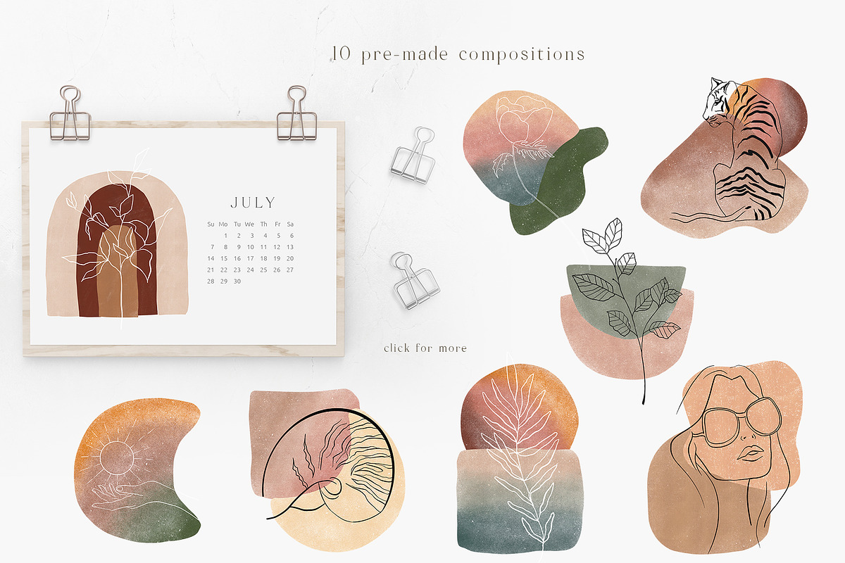 Summer Line Art and Patterns, a Texture Illustration by Busy May Studio ...