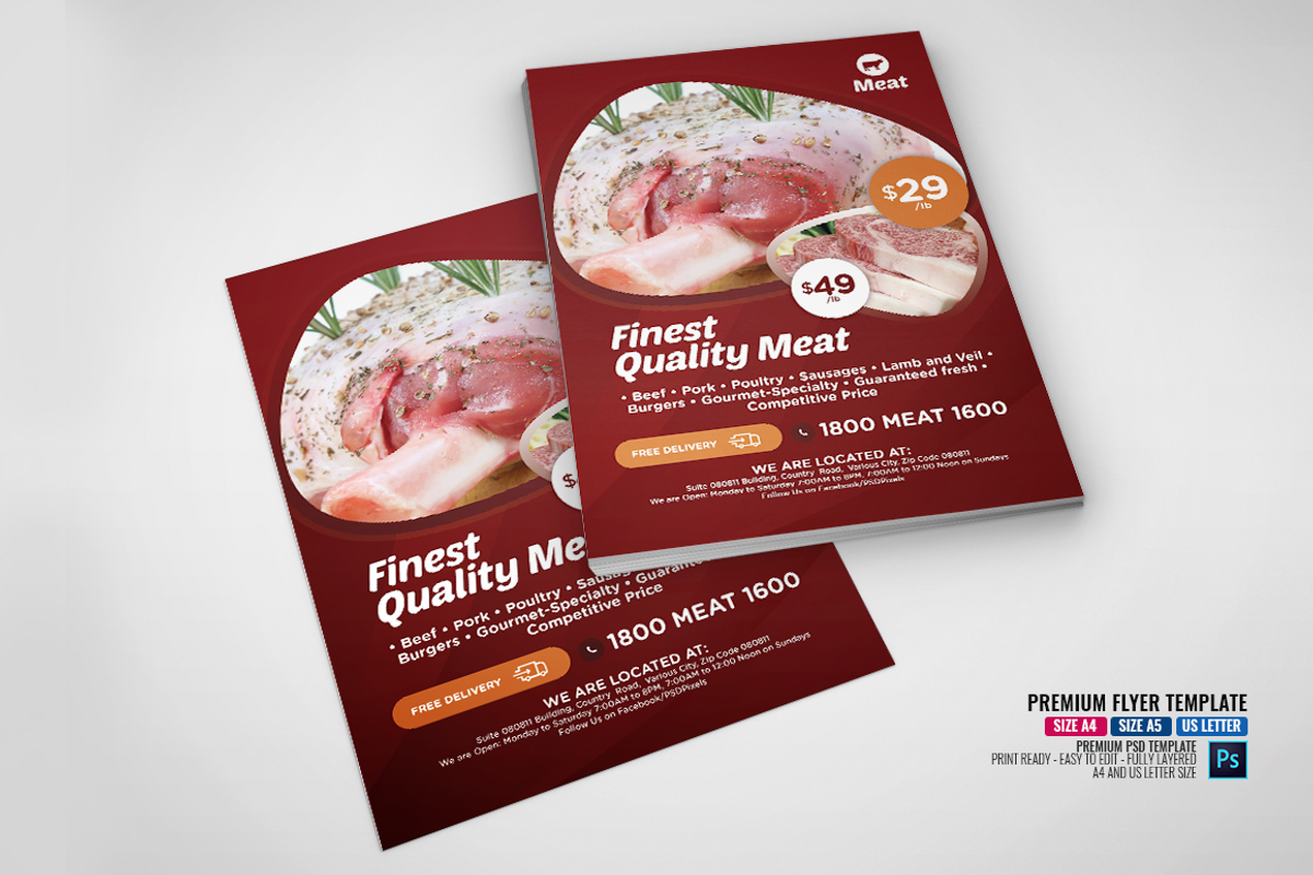 Meat Market Flyer, a Flyer Template by PSDPixel