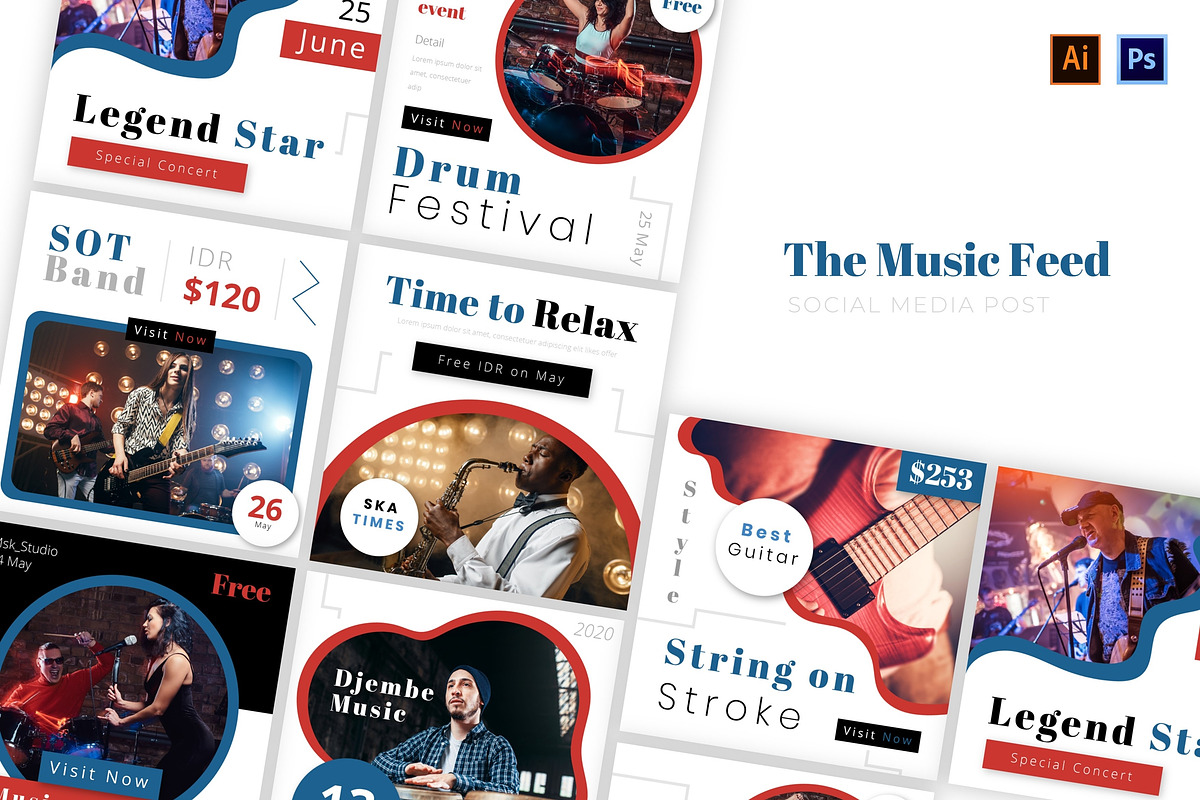 Music Social Media, a Social Media Template by inspirasign
