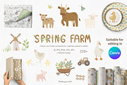 SPRING FARM animals clipart, pattern
