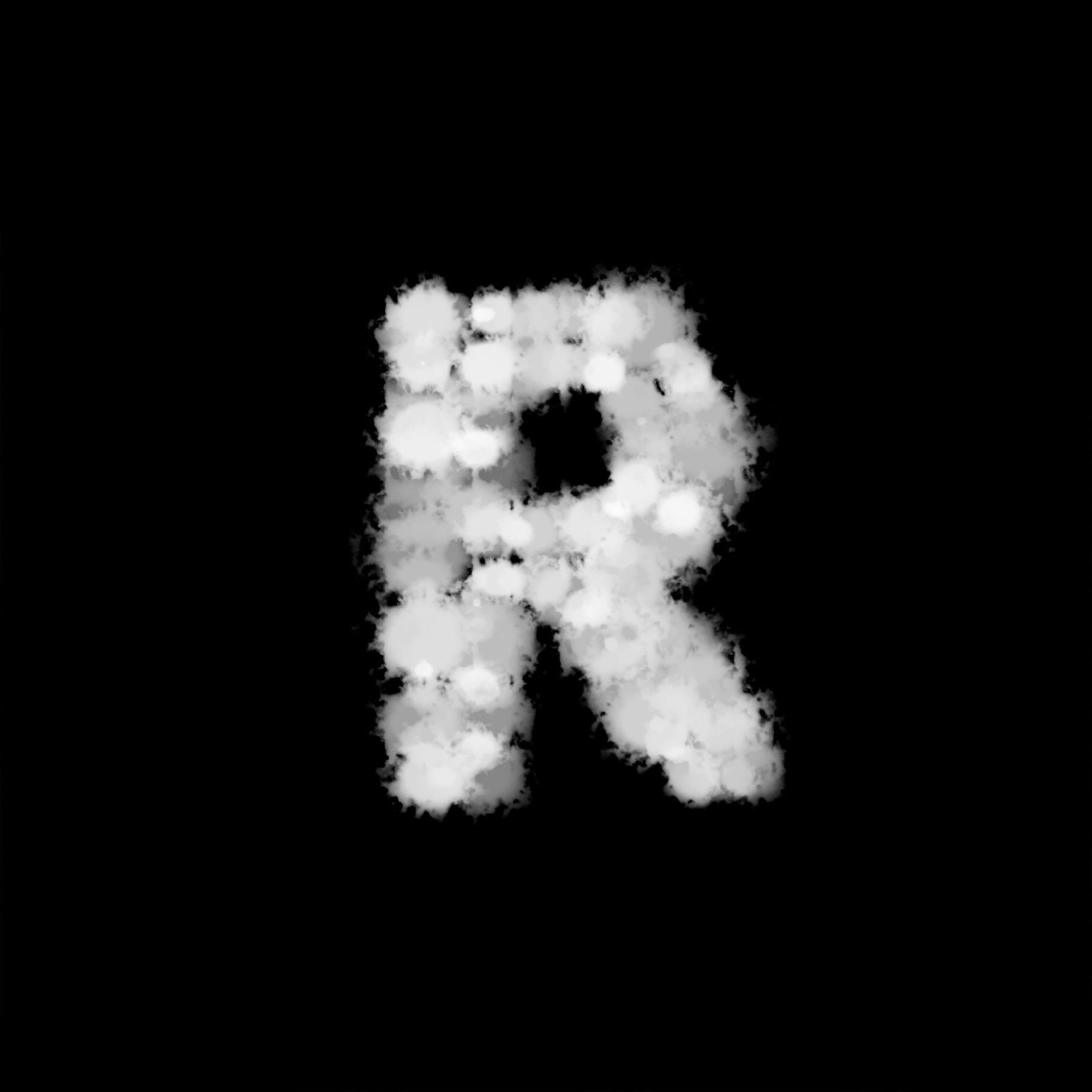 fog mist or smoke forming letter R, English alphabet text font c, a ...