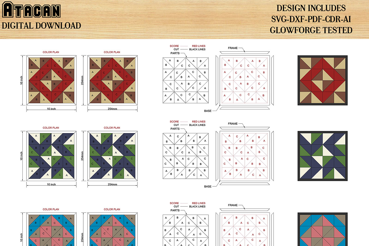 24 Barn Quilt Patterns, Quilt Blocks, a Pattern Graphic by AtacanDigital
