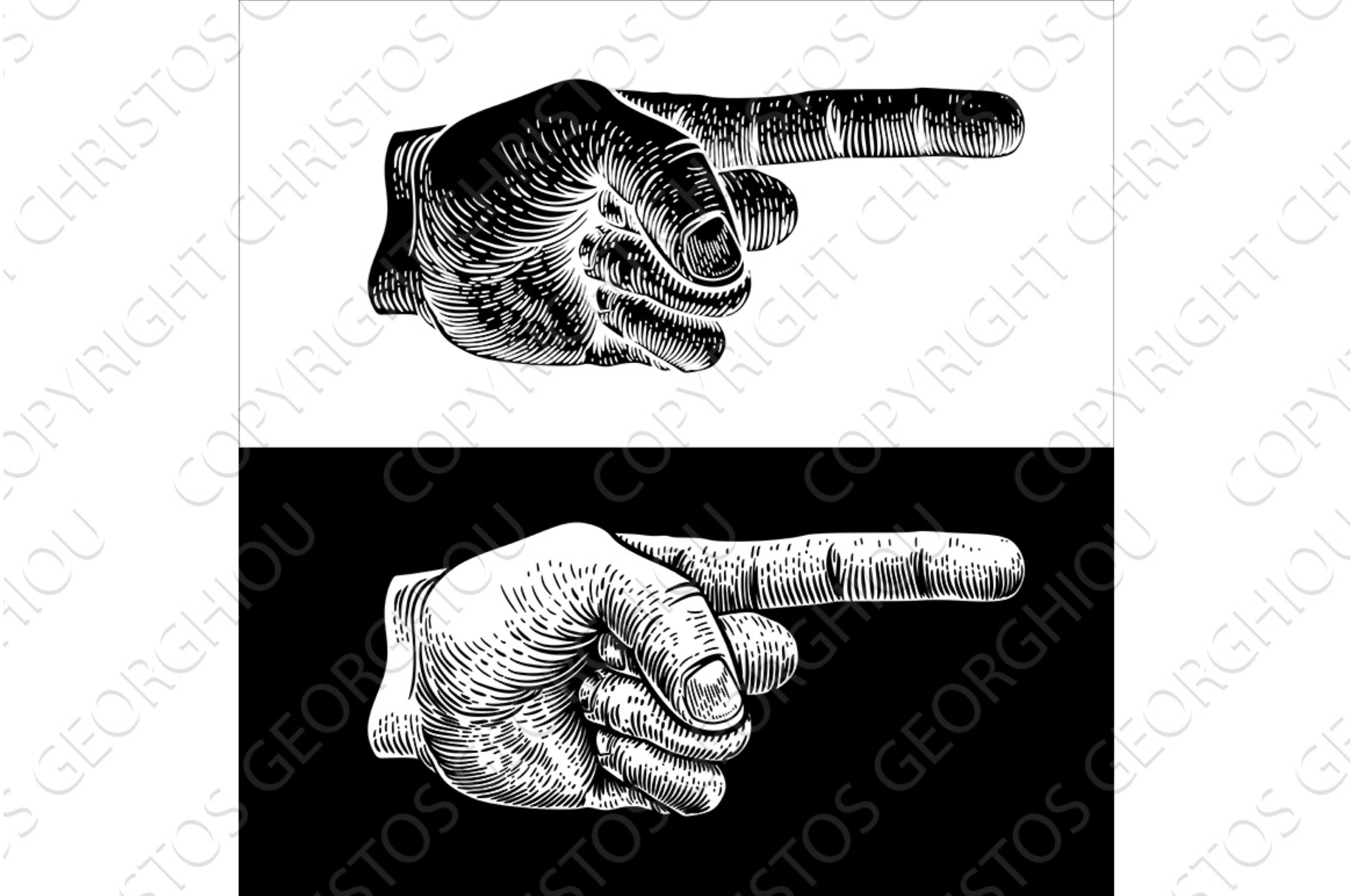 Hand Pointing Finger Etched Vintage, an Object Illustration by Christos ...
