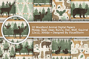 Woodland Animal Paper Patterns, a Pattern Graphic by VizualStorm