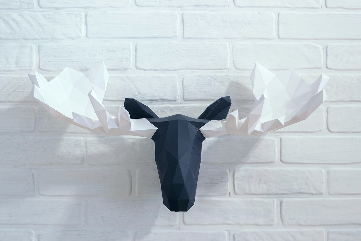 DIY Moose Head 3D model template, a Graphic by PolyFish