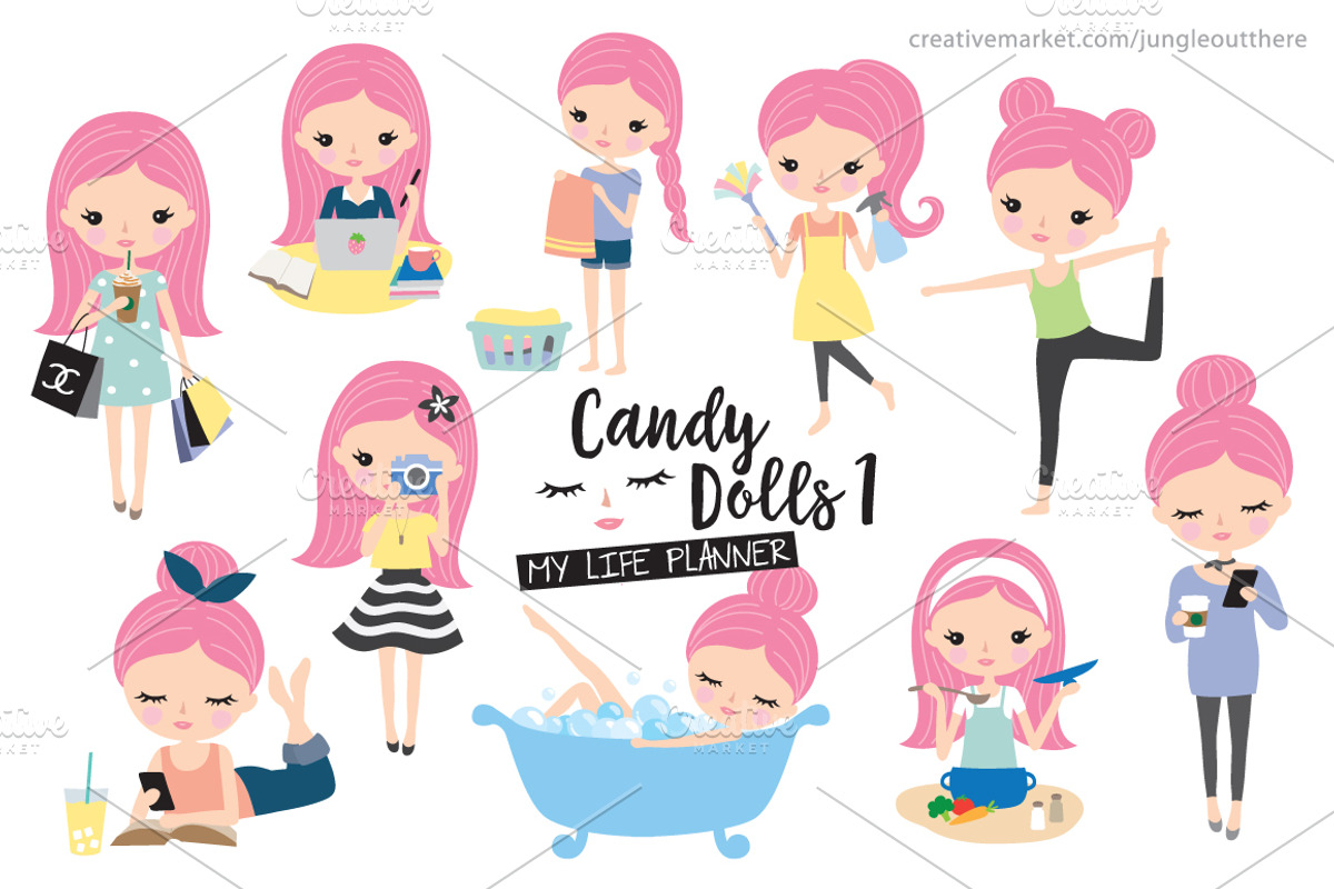 Cute Girl Life Planner Illustration, a Person Illustration by ...
