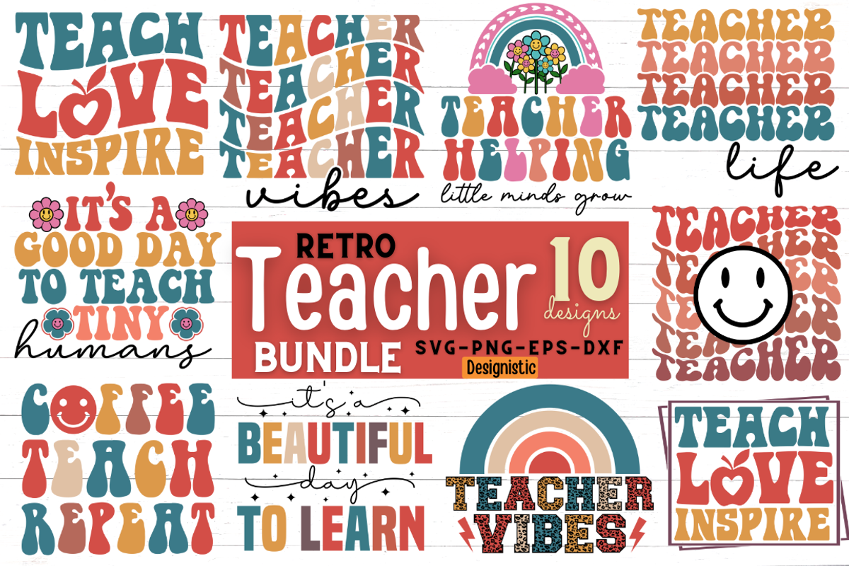 Retro Teacher SVG Bundle