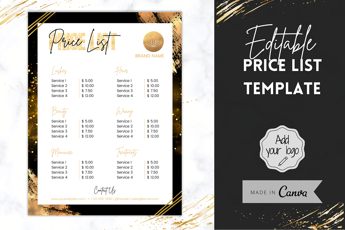 Black & Gold Price List Template