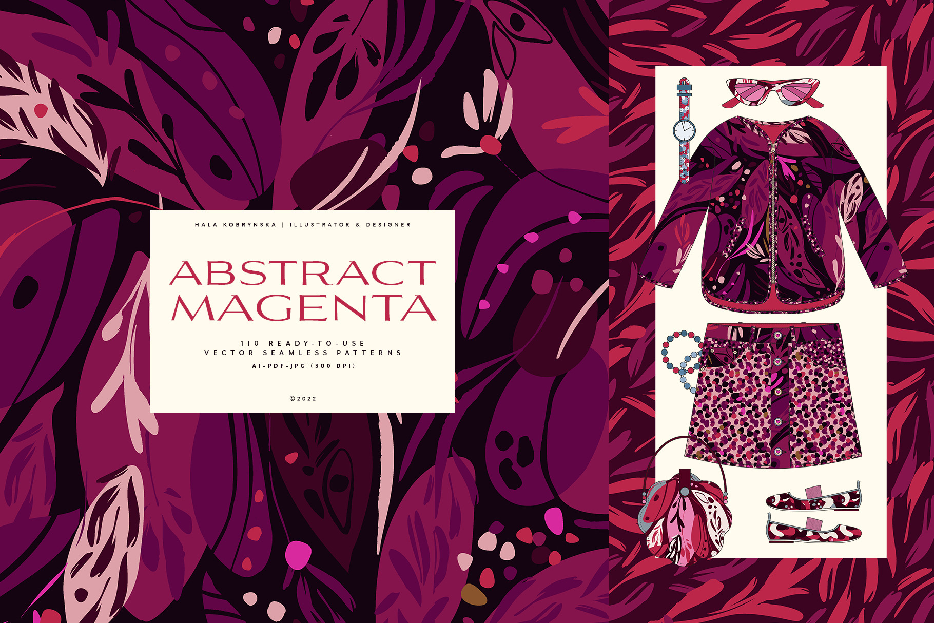 Abstract Magenta. Vector patterns