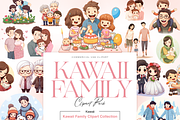 Kawaii Family Clipart, Happy Family