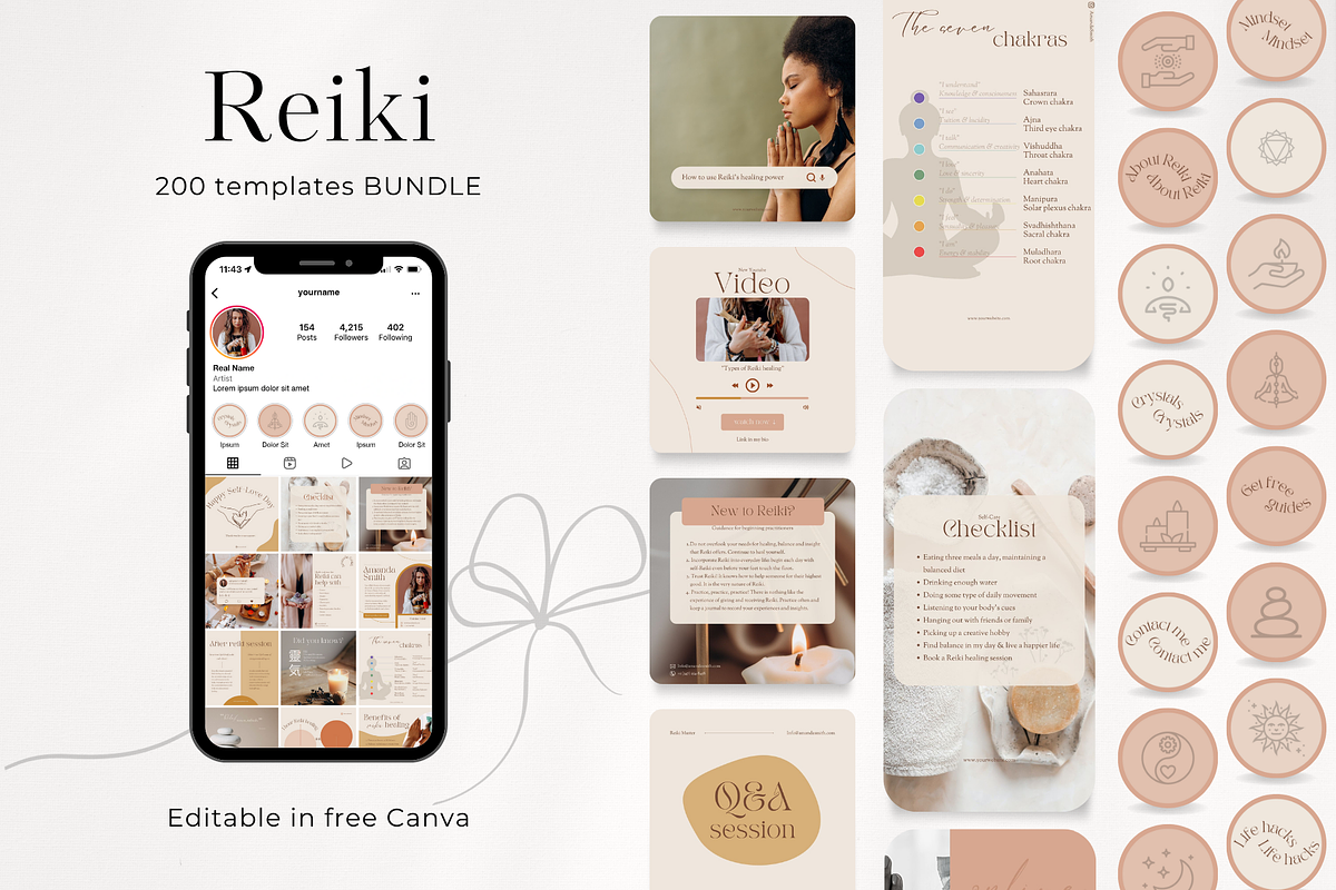200 Reiki Master Social Media BUNDLE, a Social Media Template by PatternLab. | Creative Market