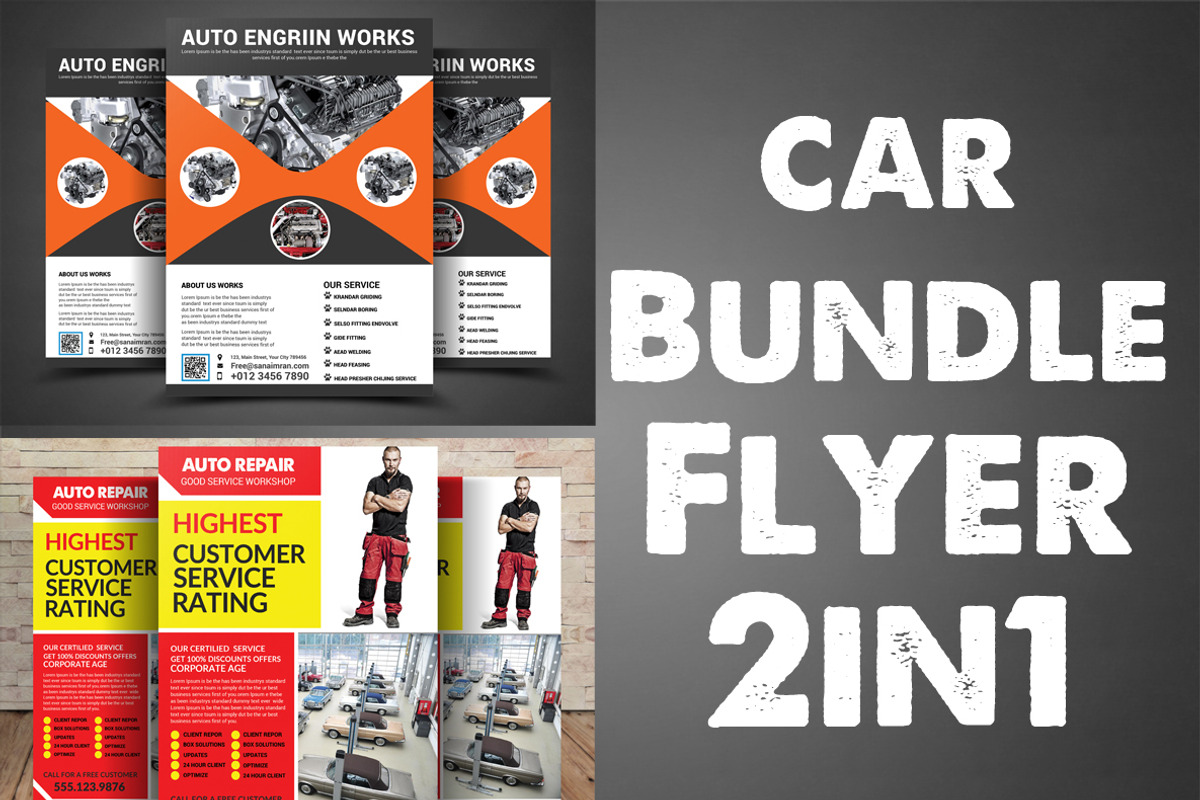 Car Bundle Folder 2in1, a Flyer Template by graphicforest