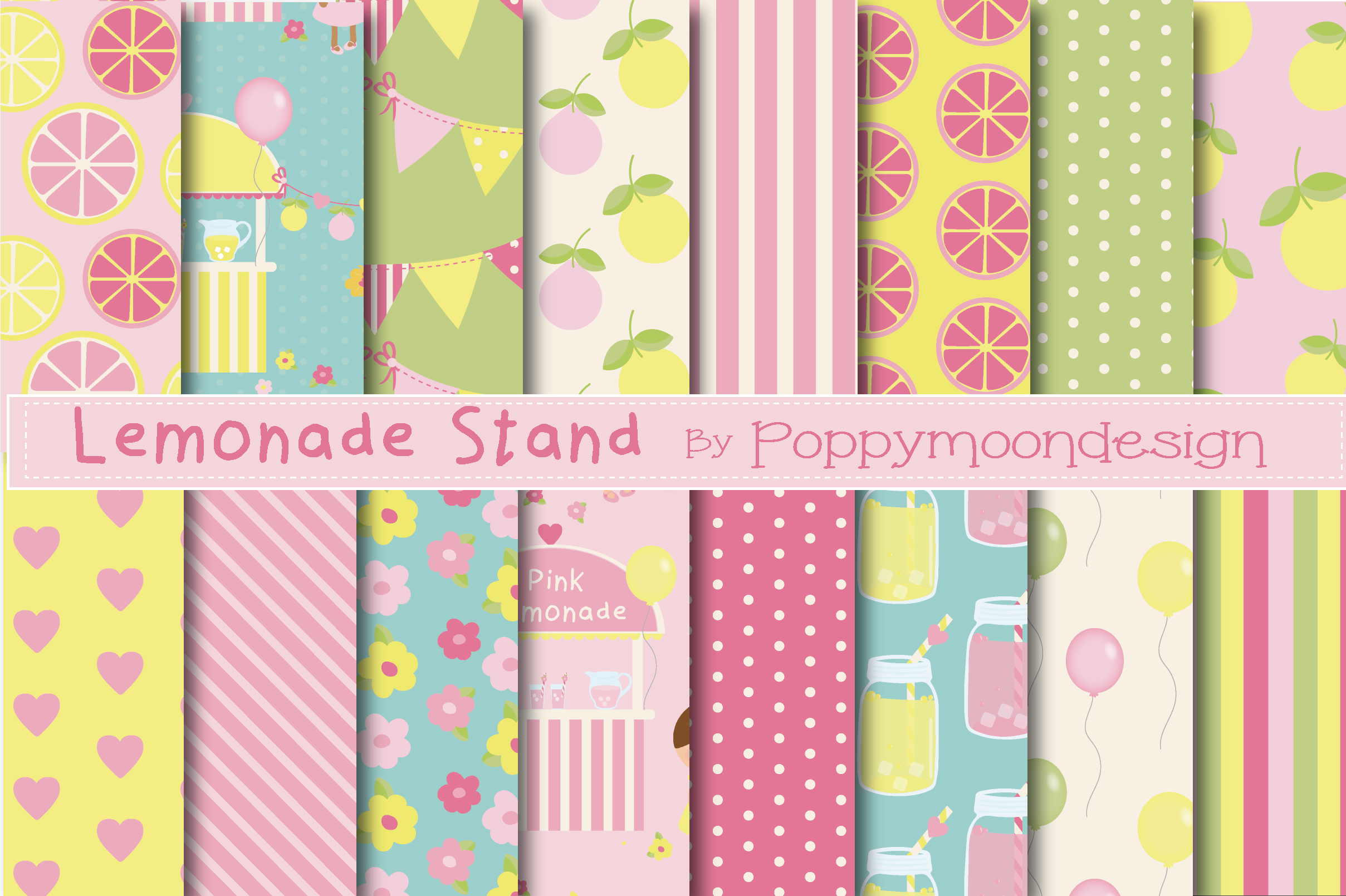 Lemonade stand papers, a Pattern Graphic by Poppymoondesign