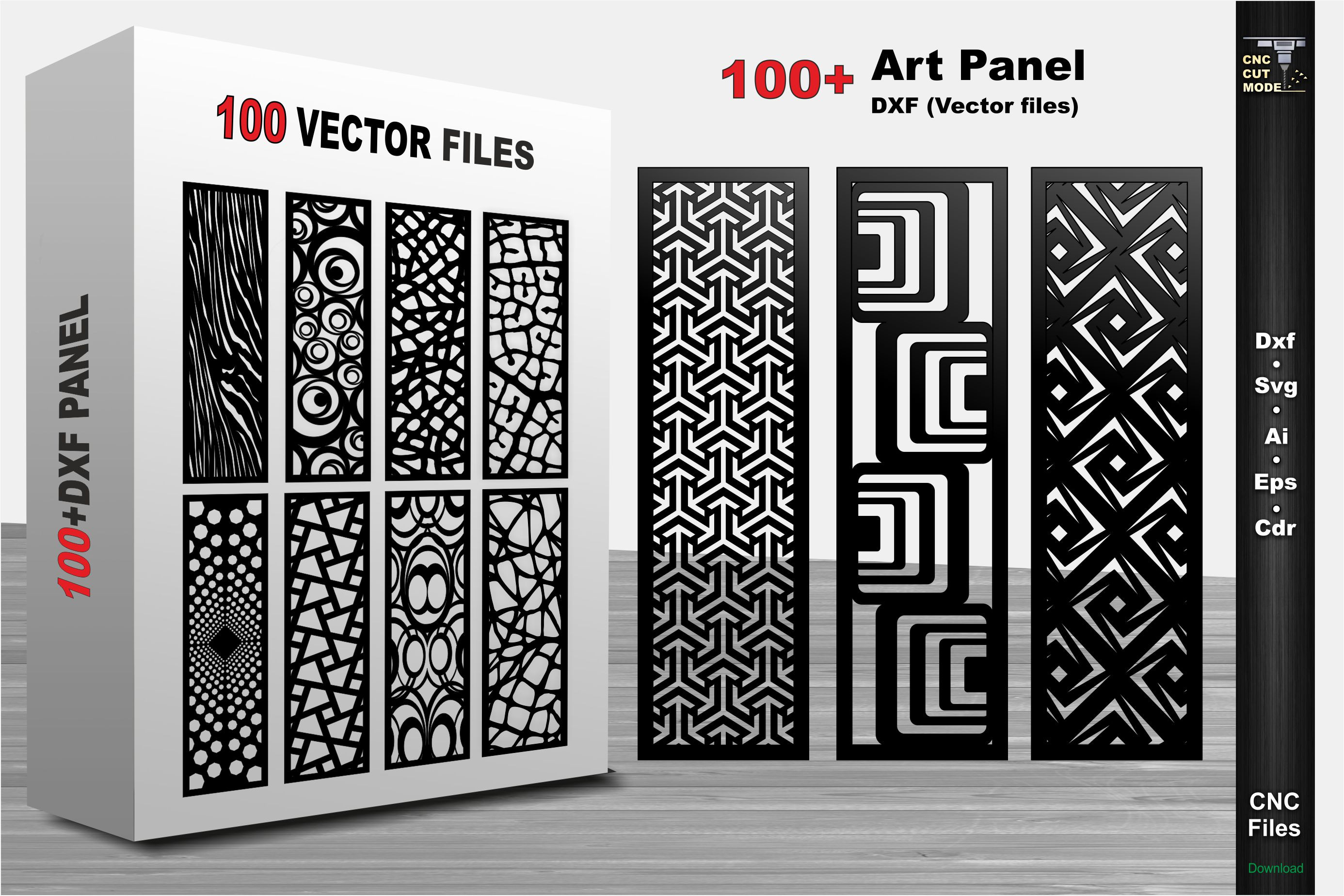 Set of 100 narrow decorative panels, a Graphic by CncCutModel ...