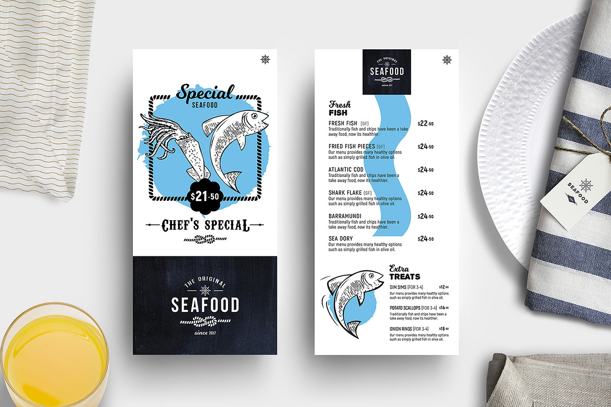 DL Seafood Menu Template, a Card Template by BrandPacks