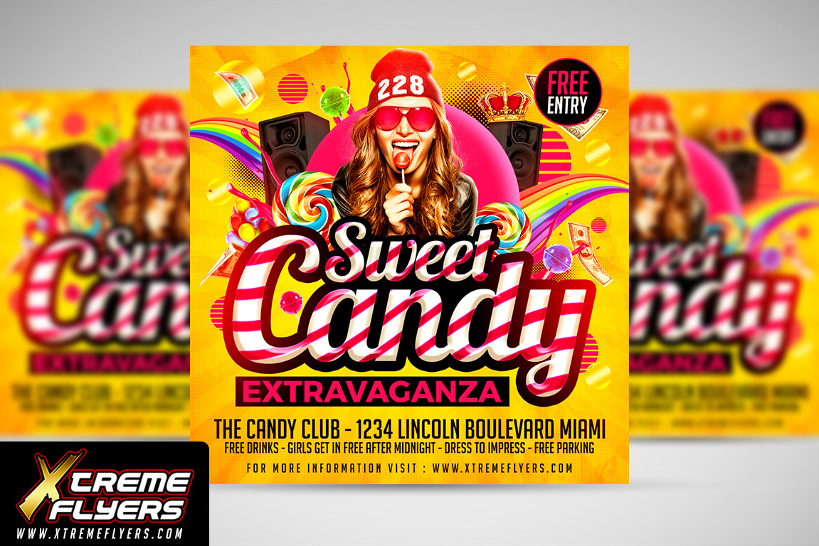 Candy Party Flyer Template, a Flyer Template by XtremeFlyers