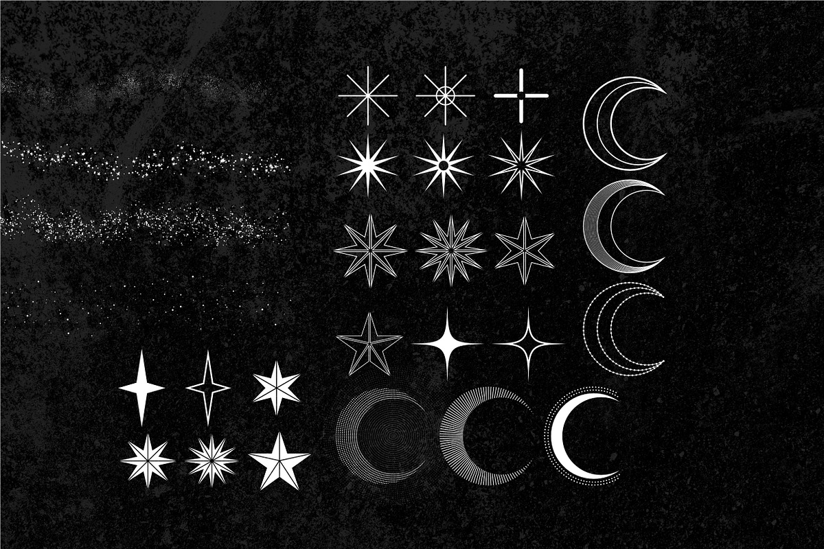 Procreate - Moon and Stars Stamps, a Brush Add-On by DiBrush Studio