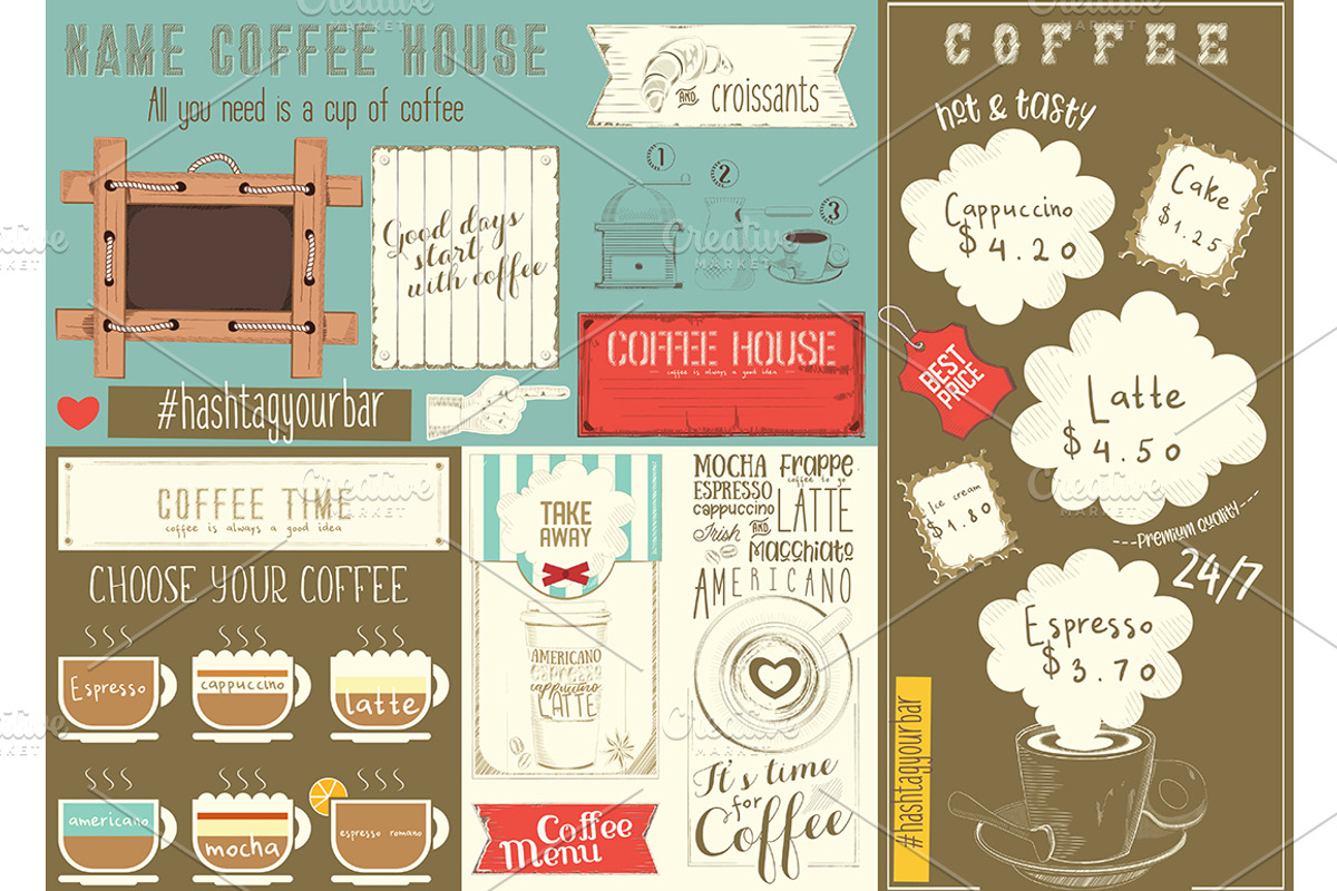 Template Menu for Coffee House, a Food Illustration by ELFIVETROV DESIGN