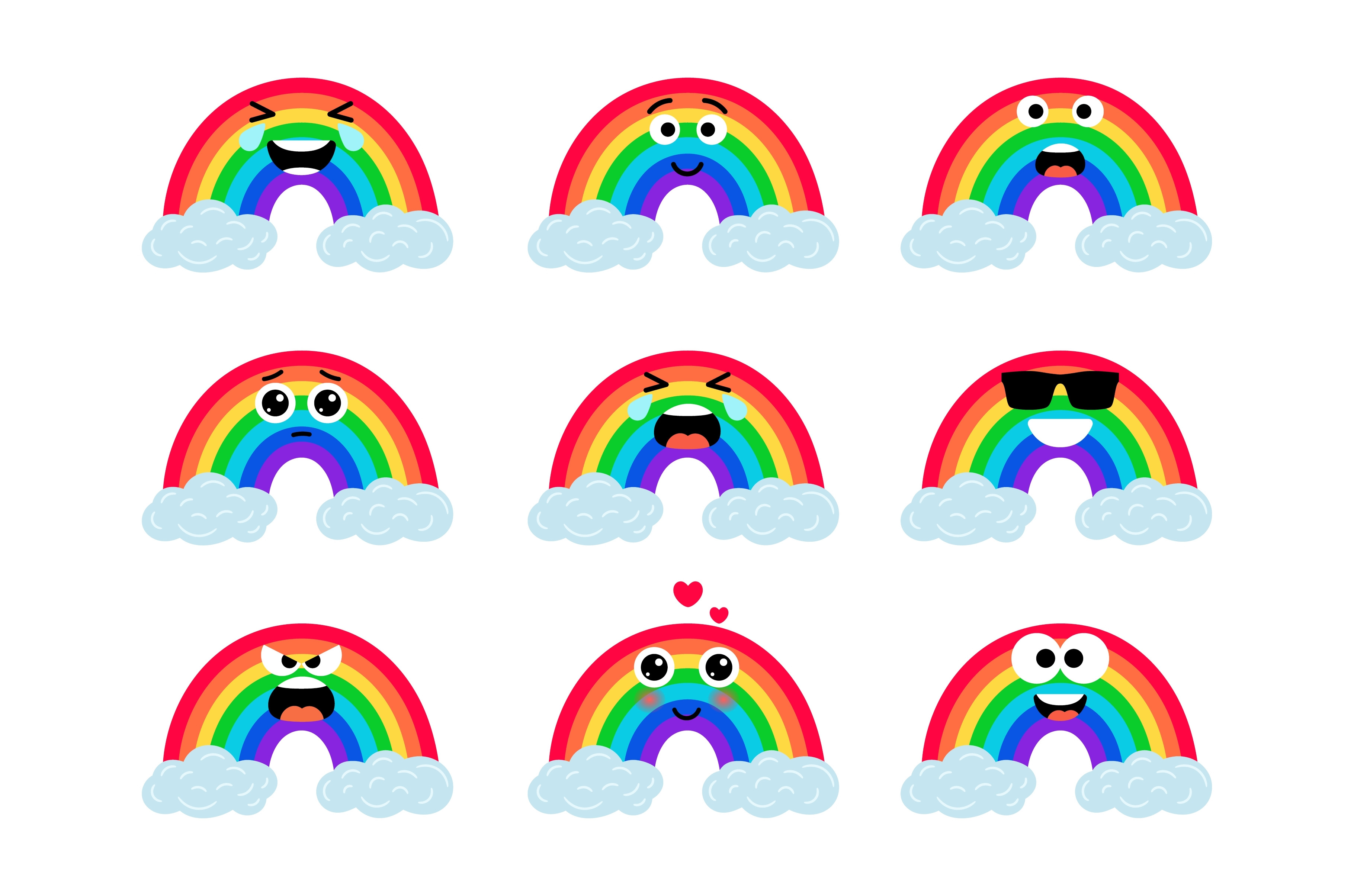 Rainbows funny faces. Cute rainbow, a Decorative Illustration by Stock ...