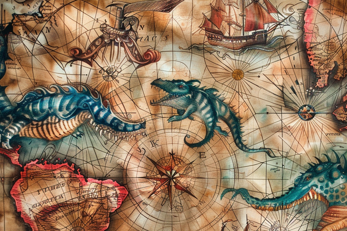 Watercolor Antique Nautical Map