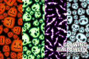 Glowing Halloween seamless patterns