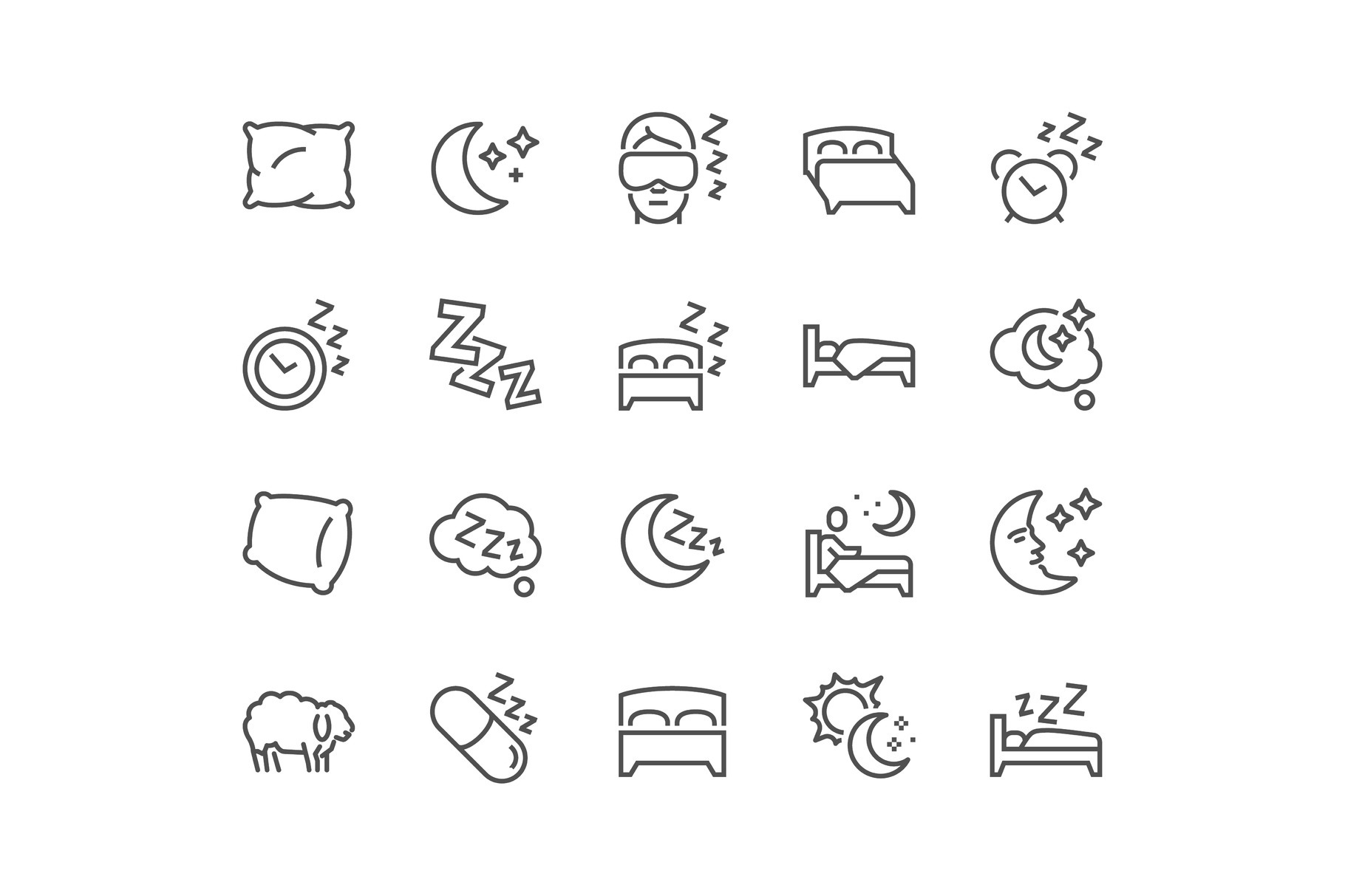 Line Sleep Icons, an Object Graphic by Davooda