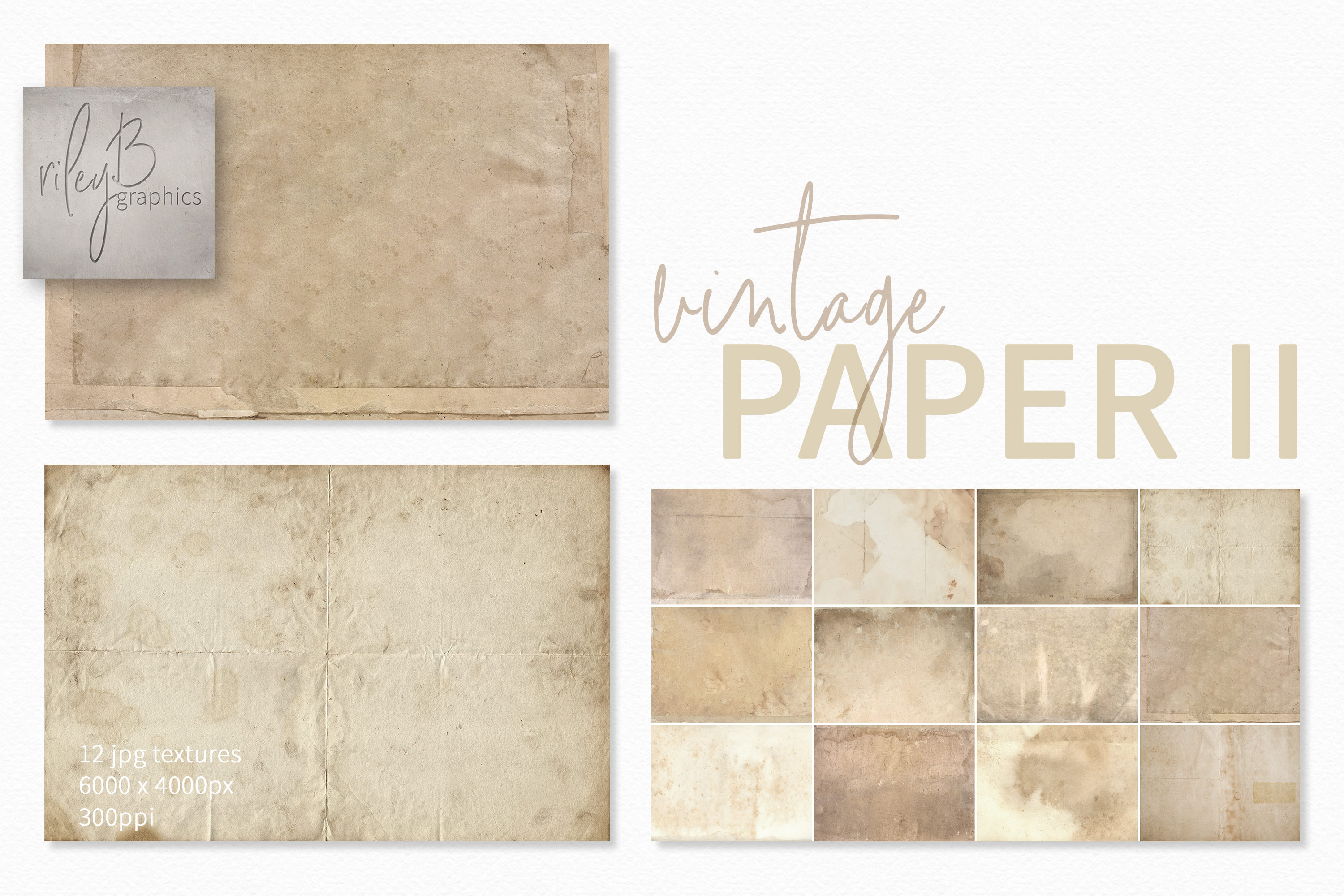 Vintage Paper II Textures, a Texture Graphic by rileyBgraphics
