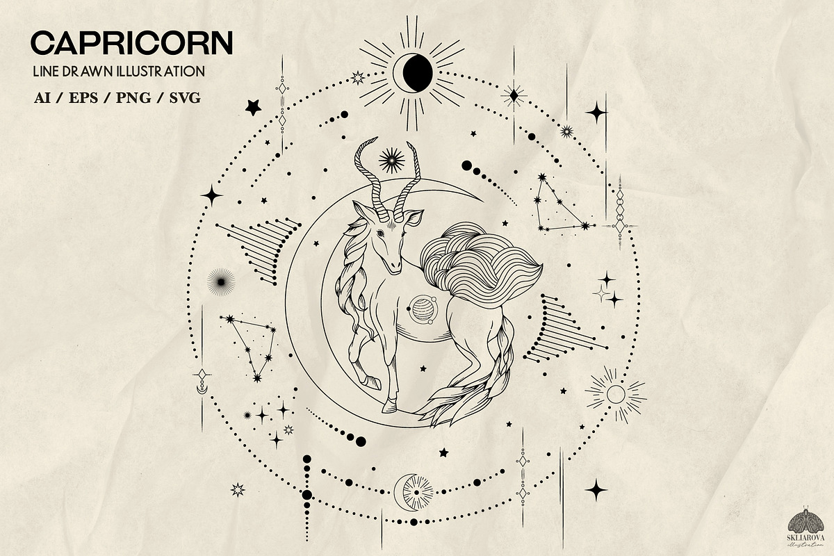 Zodiac signs line art + Procreate, a Decorative Illustration by Skliarova