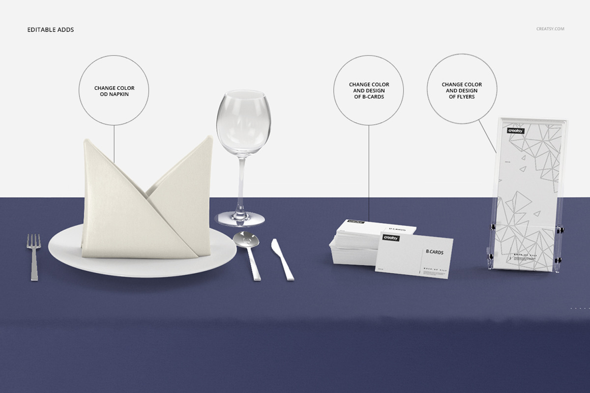 Imprinted Tablecloth Mockup Set, a Product Mockup by creatsy5