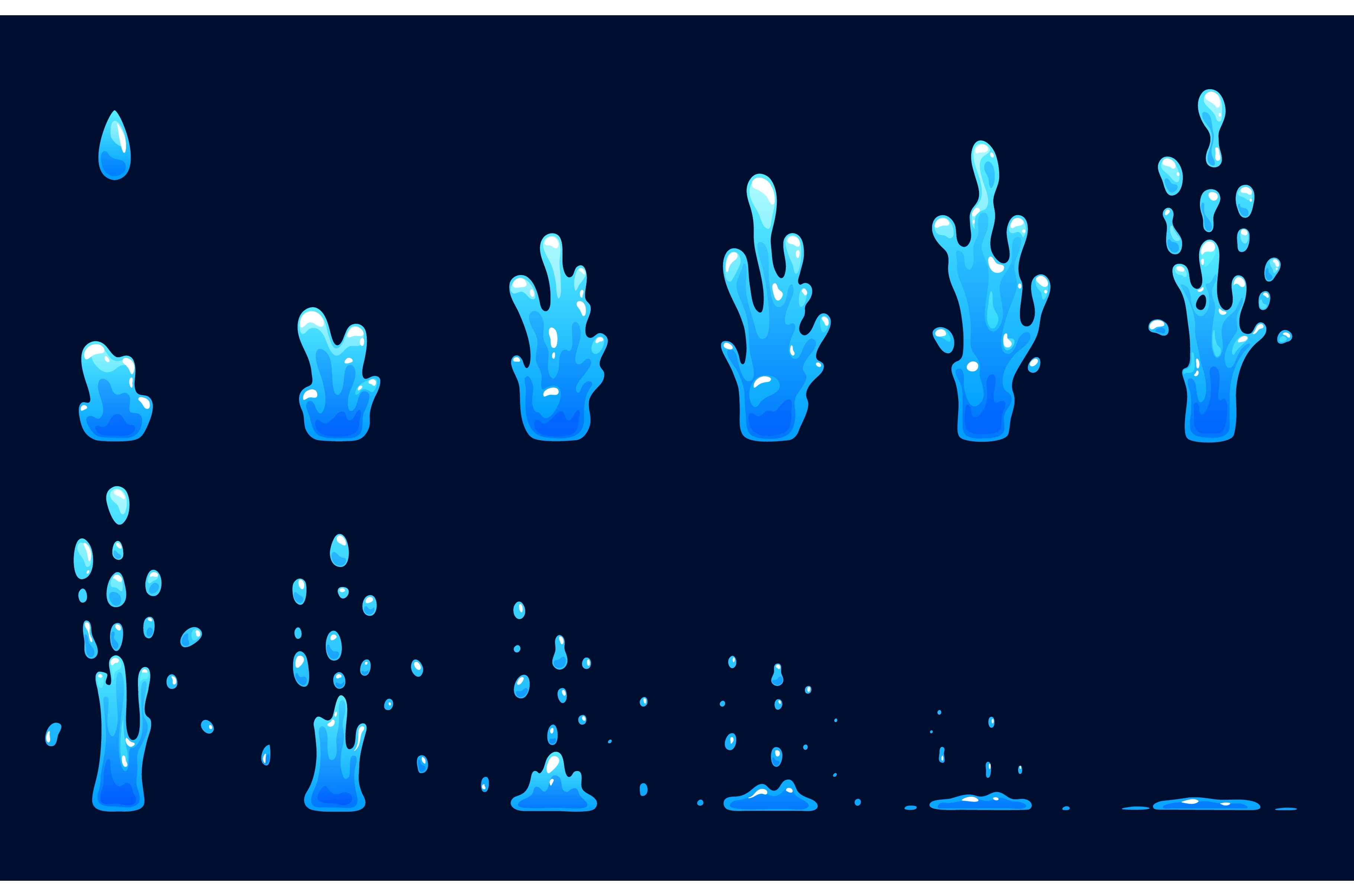 Water splash sprite sheet, a Food Illustration by Vector Tradition ...