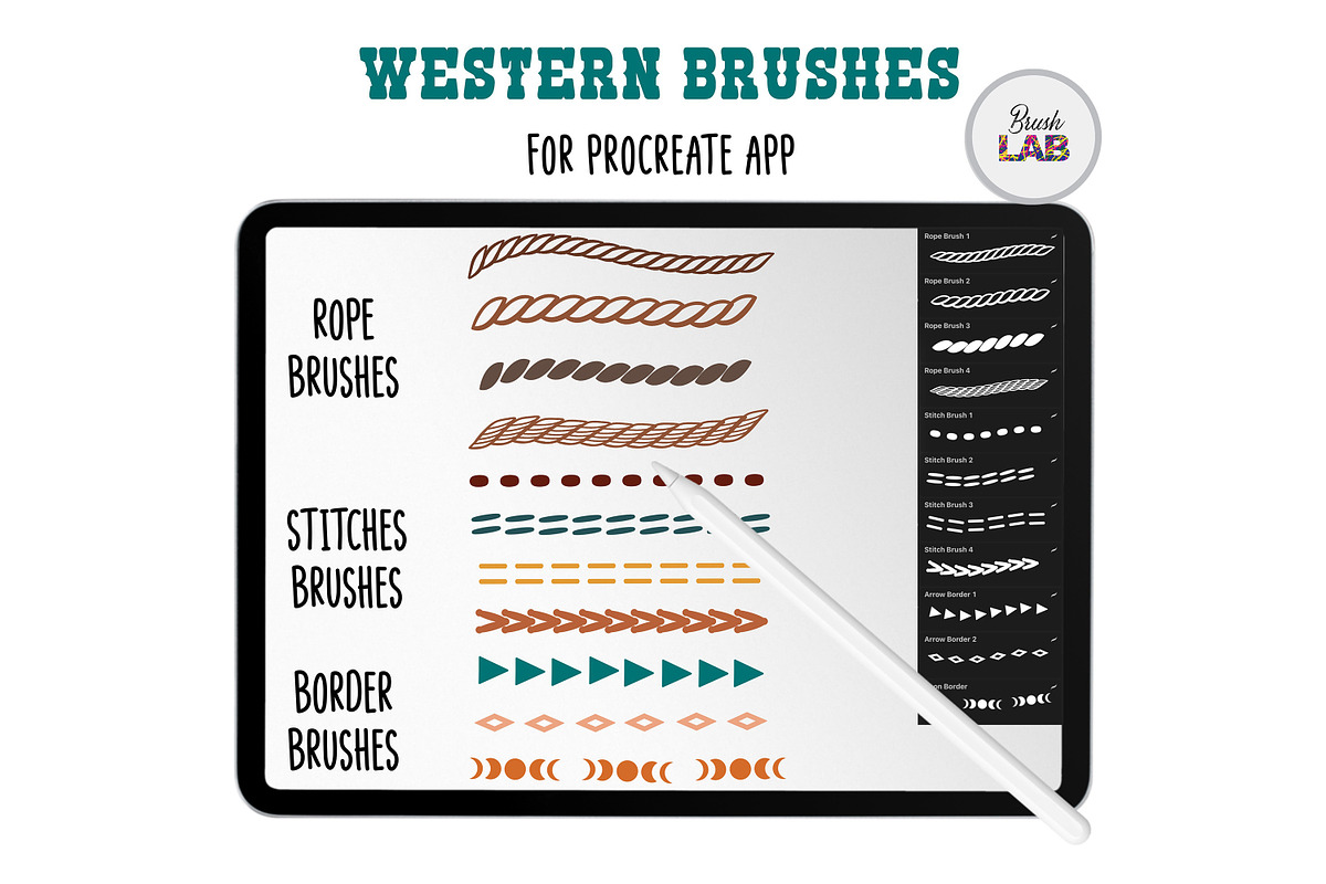 Western Procreate Brushes and Stamps, a Brushes & More by Brush Lab ...