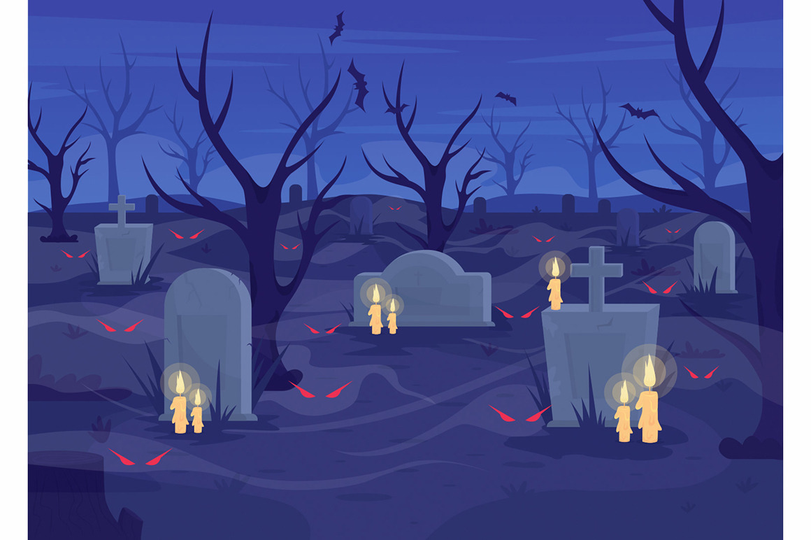 Animated haunted tombs illustration, an Illustration by The img ...