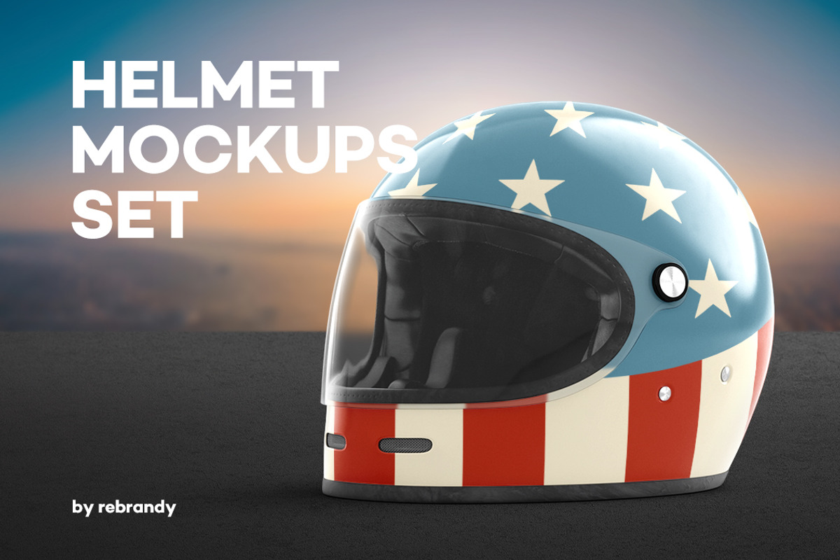 Helmet Mockups Set, a Hat Mockup by rebrandy