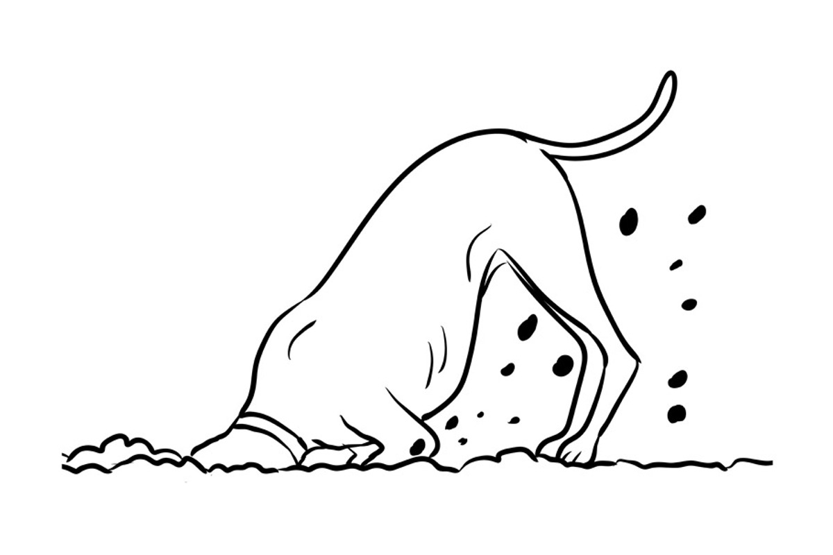 dog digging cartoon