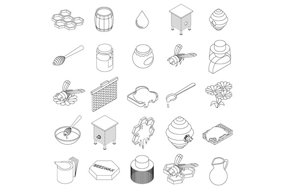 Beekeeping icons set, an Object Graphic by Ylivdesign
