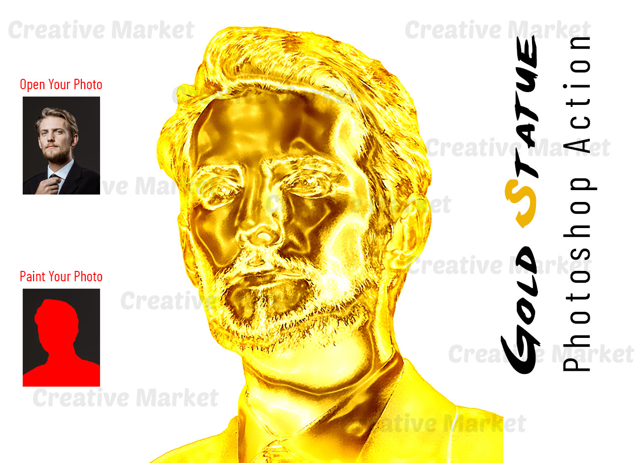 Gold Statue Photoshop Action, an Action Add-On by Studio Retouch