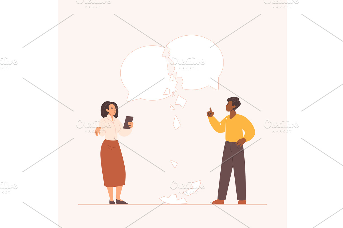 Failure problem miscommunication, a Person Illustration by Lemberg Vector