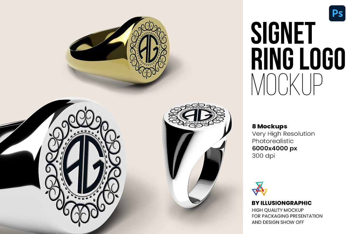 Signet Ring Logo Mockup, a Pens & Pencil Mockup by Illusiongraphic