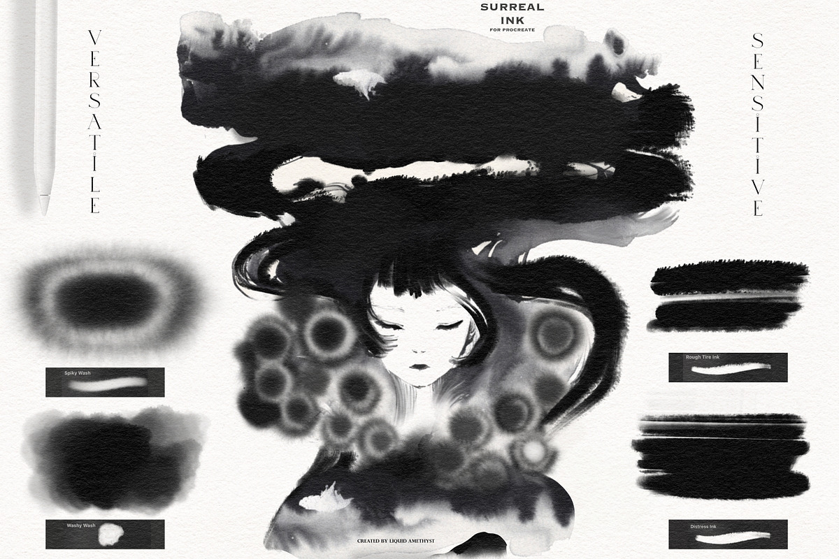 Surreal Ink brush box for Procreate, a Brush Add-On by Liquid Amethyst Art