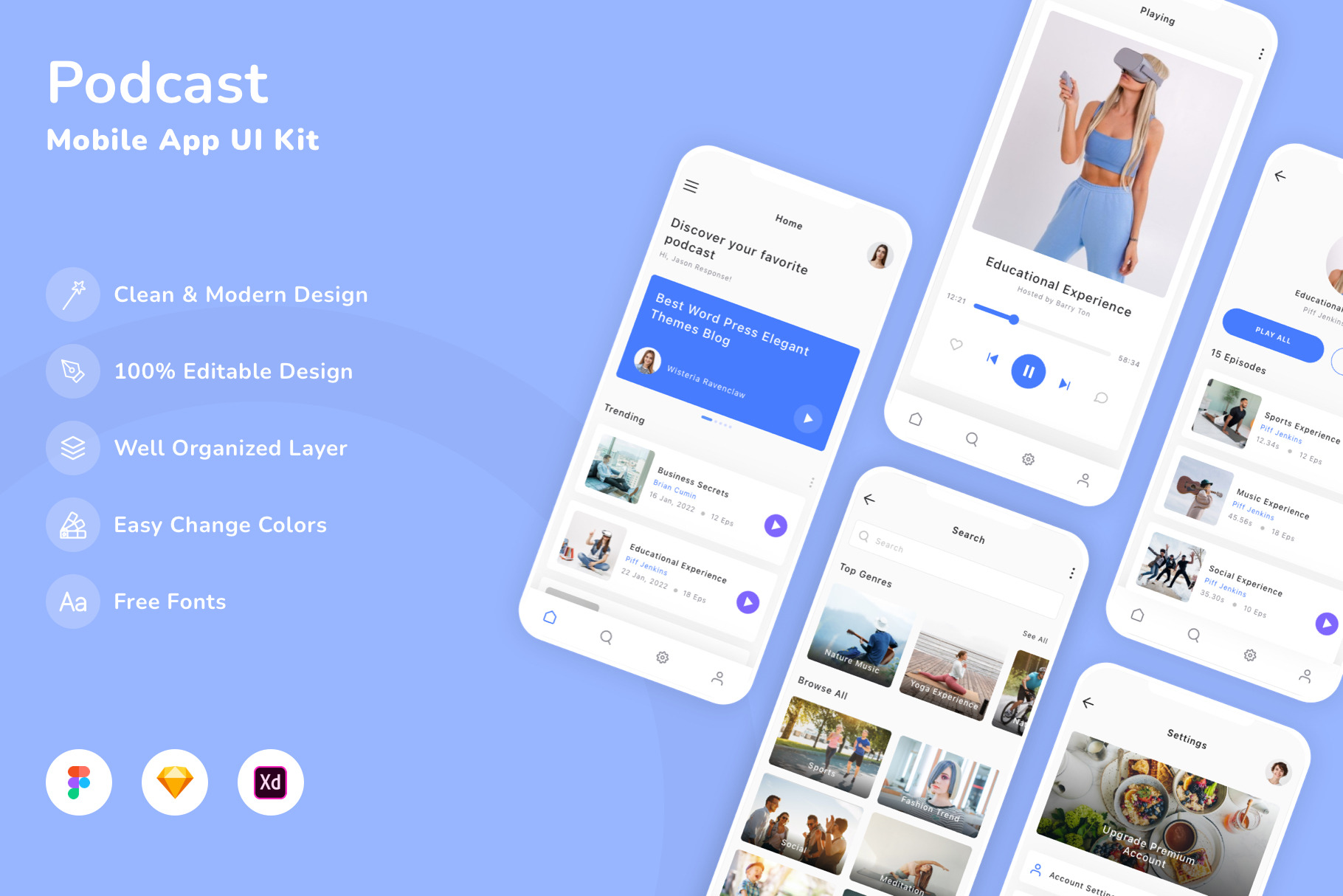 Podcast Mobile App UI Kit, an UI Kit Template by Betush