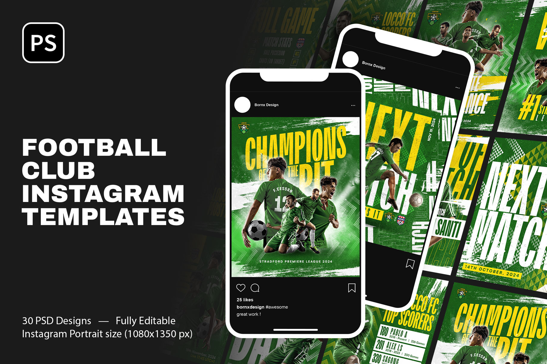 Football Club Instagram Templates PSD